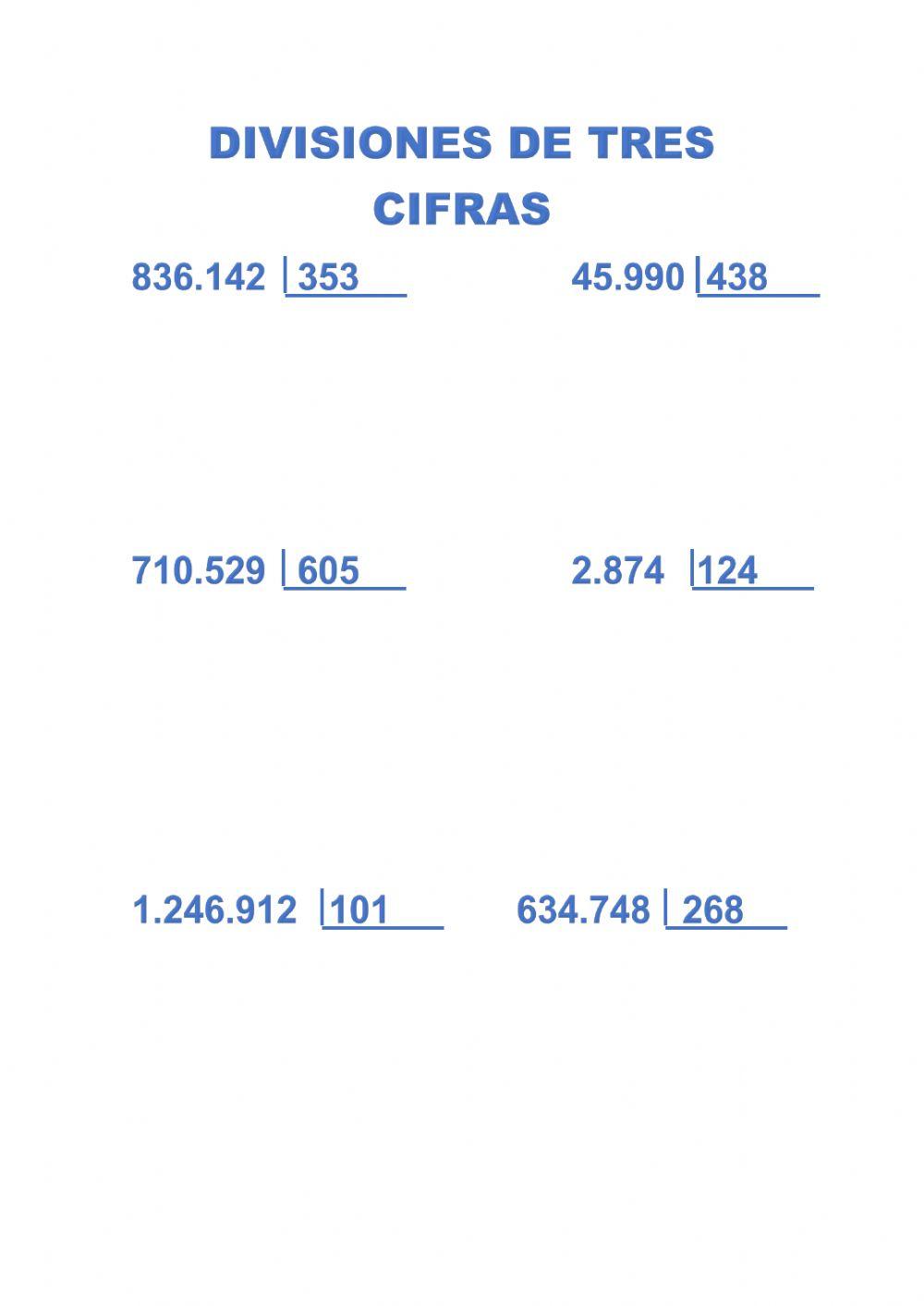 SEXTOLANDIA: Divisiones tres cifras
