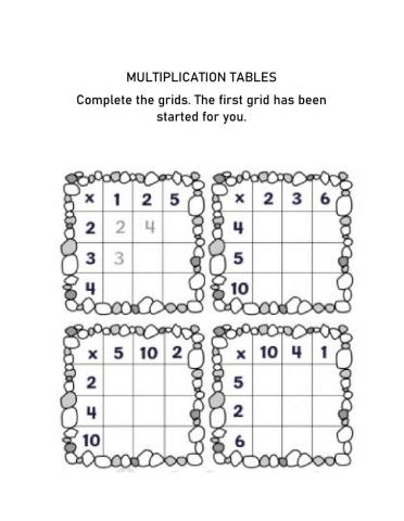 multiplication grid worksheets