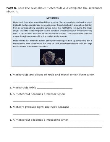 asteroid worksheet
