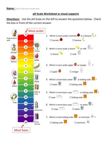 ph scale worksheet tes