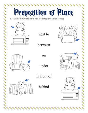 behind preposition worksheet