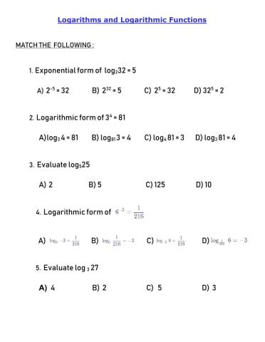 evaluate logarithmic expressions worksheet