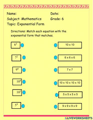 exponential form 6th grade math