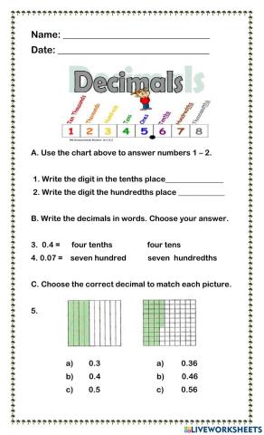 grade 3 math decimals