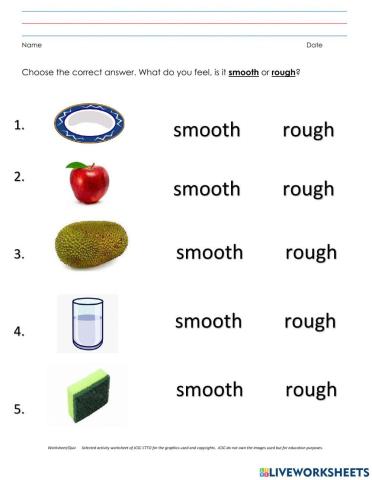 smooth objects worksheets