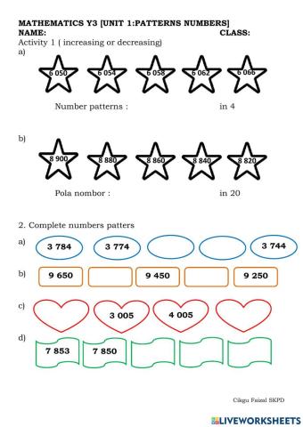 number patterns y3