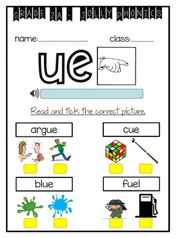galactic phonics u e worksheet