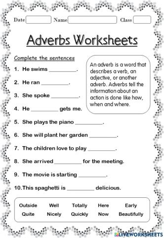 adverbs worksheet