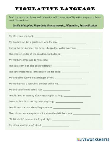 Personification Worksheets 6th Grade