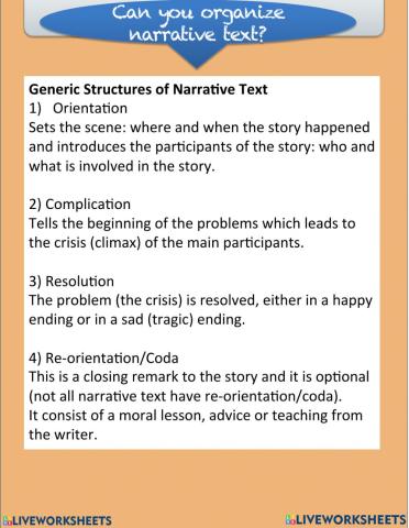 generic structure narrative essay