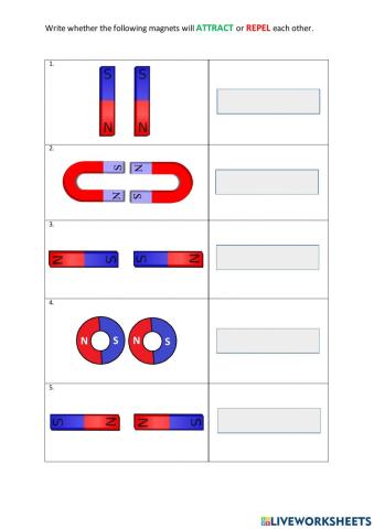 Attract and repel magnets worksheet store