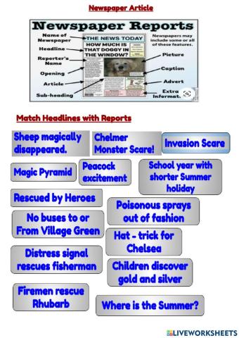 newspaper headlines worksheet