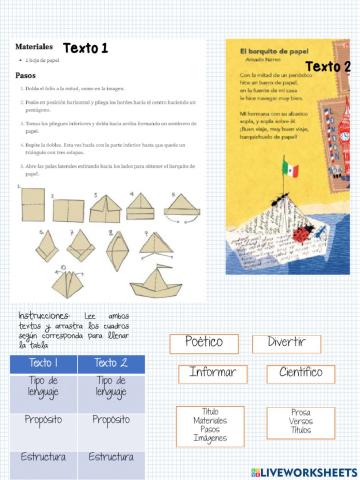 Hojas De Trabajo Para Comparar Dos Textos Las Oraciones Comparativas
