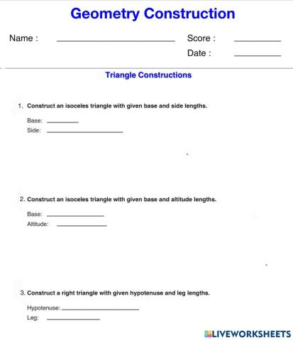 construction geometry worksheet