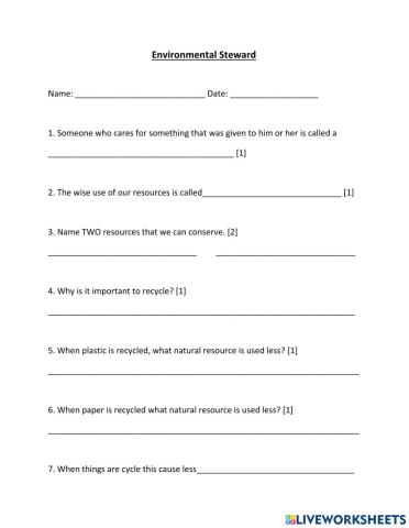 stewardship worksheet