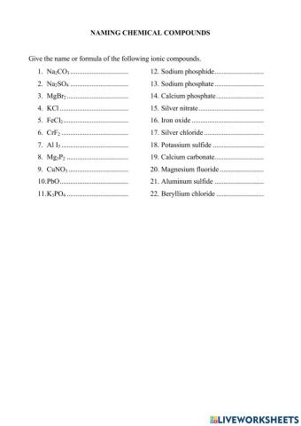 naming compounds worksheet