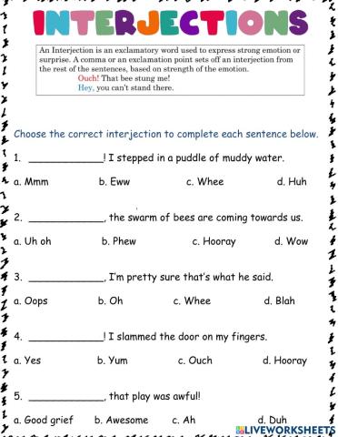 interjection grammar exercises