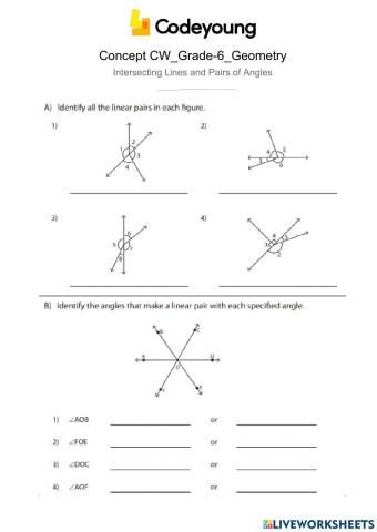 intersecting lines geometry worksheet