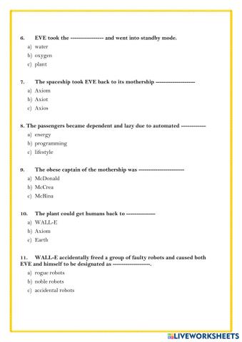 wall e worksheet