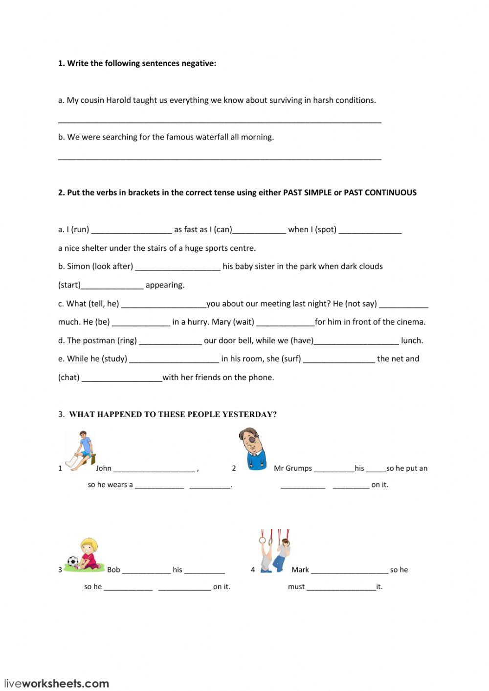 PAST SIMPLE and PAST CONTINUOUS activity | Live Worksheets