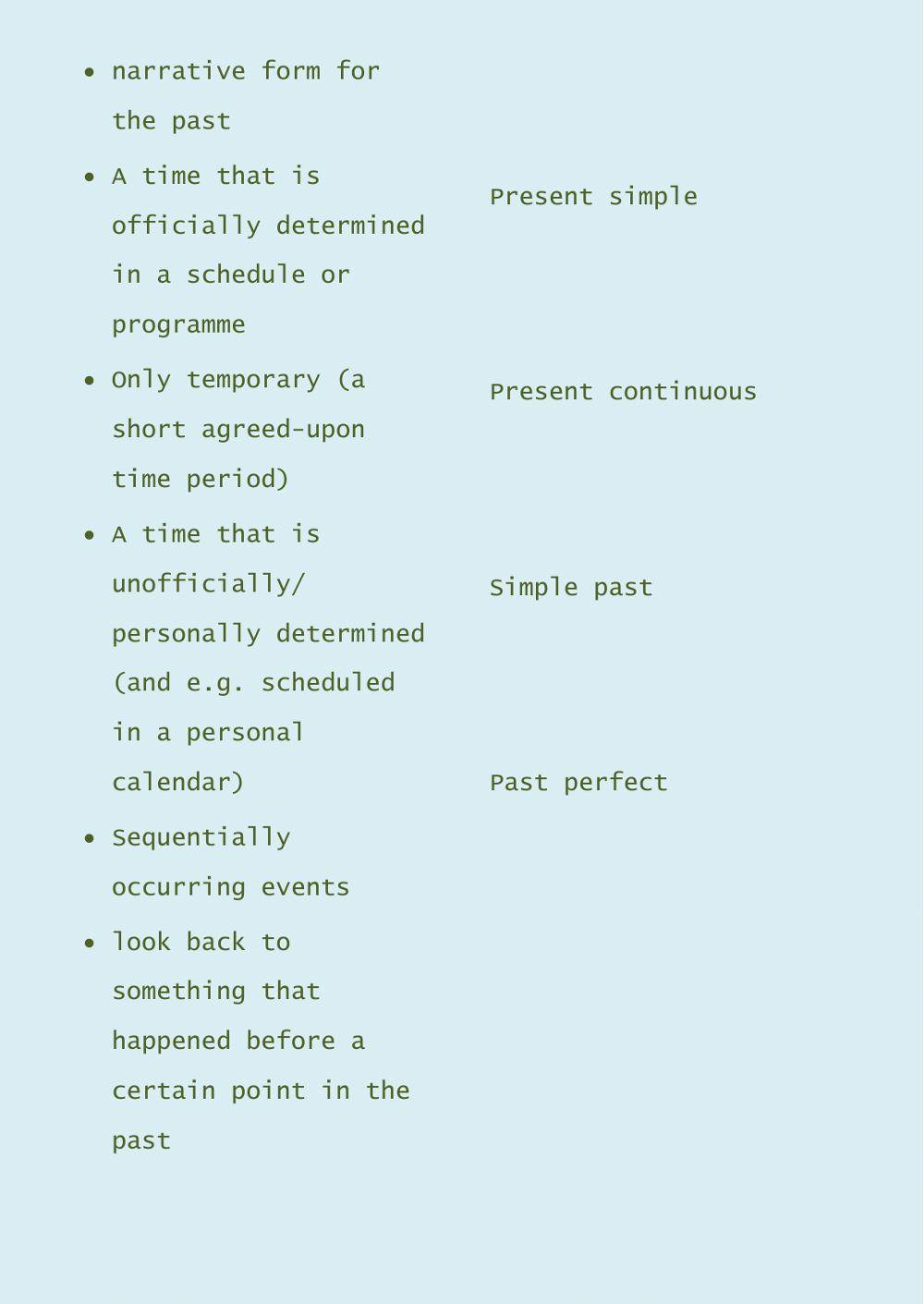 Verb Tenses comparison 1 worksheet | Live Worksheets