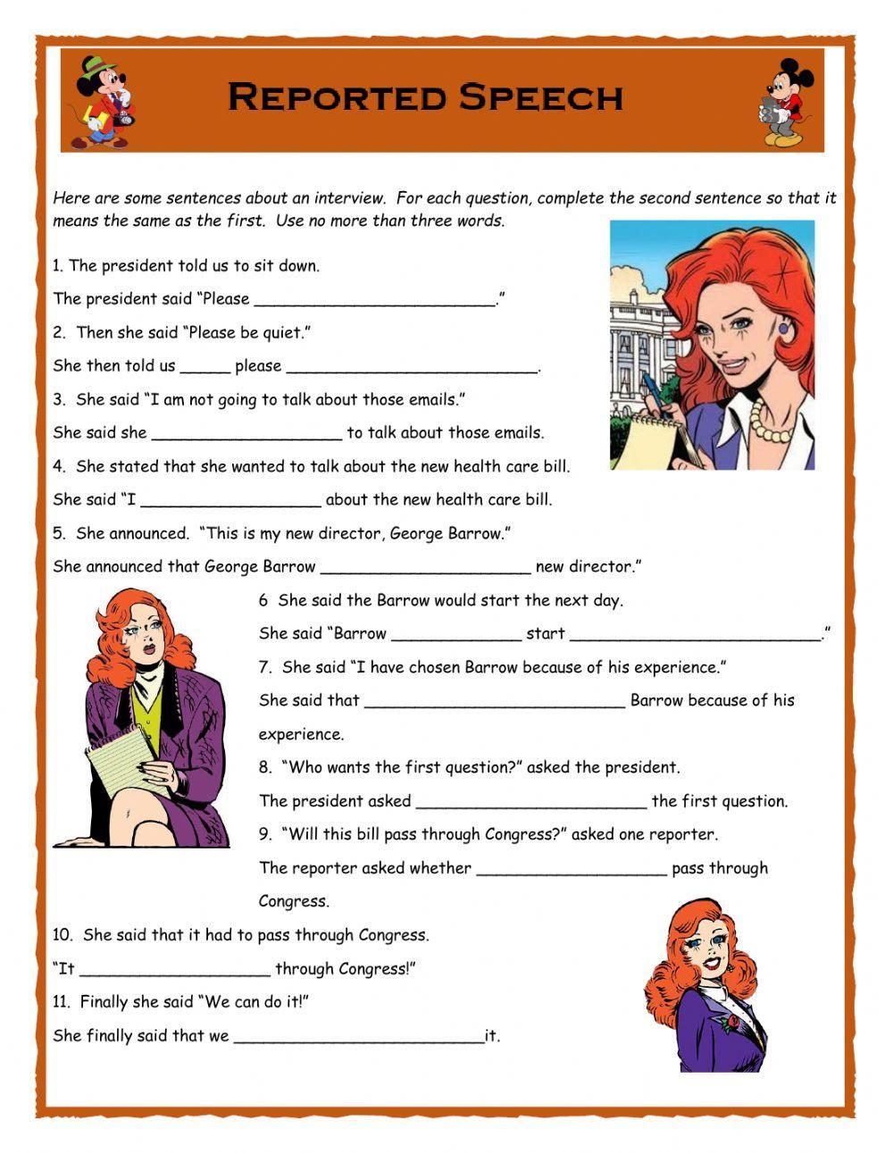 Reported Speech… | Free Interactive Worksheets | 45168