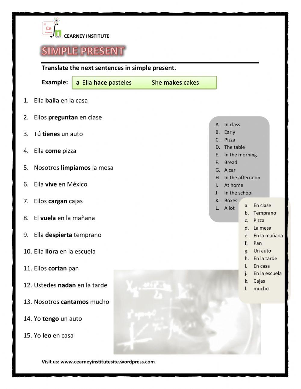 Simple present worksheet | Live Worksheets