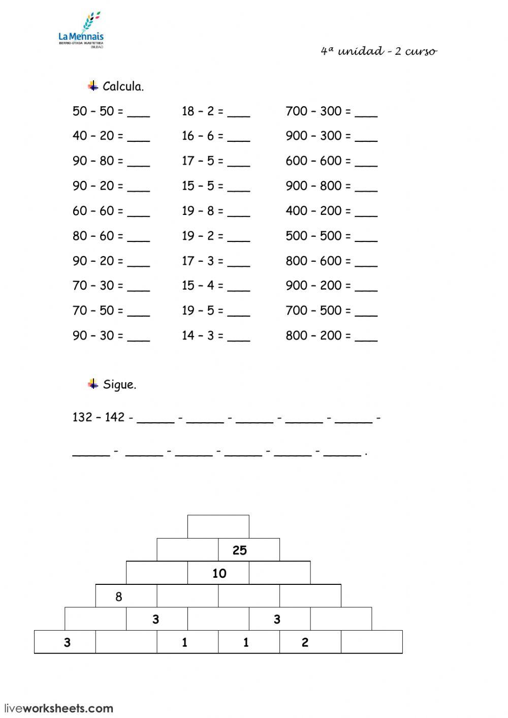 5) Matematicas 2º worksheet | Live Worksheets