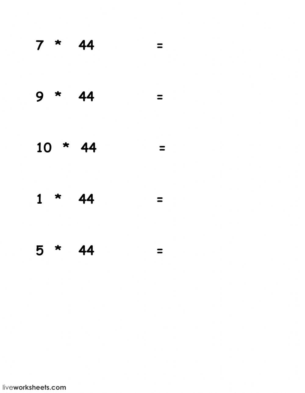 44 Times Table Worksheet Live Worksheets 44 Times Table Worksheet Live Worksheets