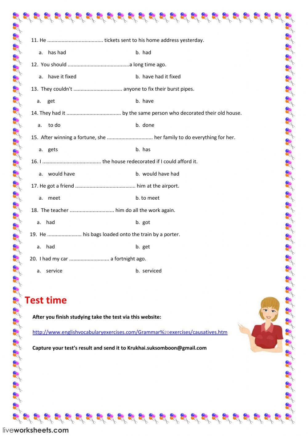 Causative | Free Interactive Worksheets | 5390218