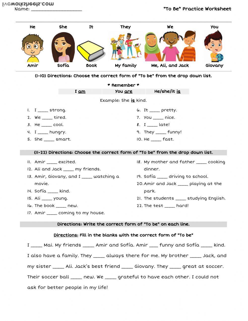 “To Be” Practic… | Free Interactive Worksheets | 49128