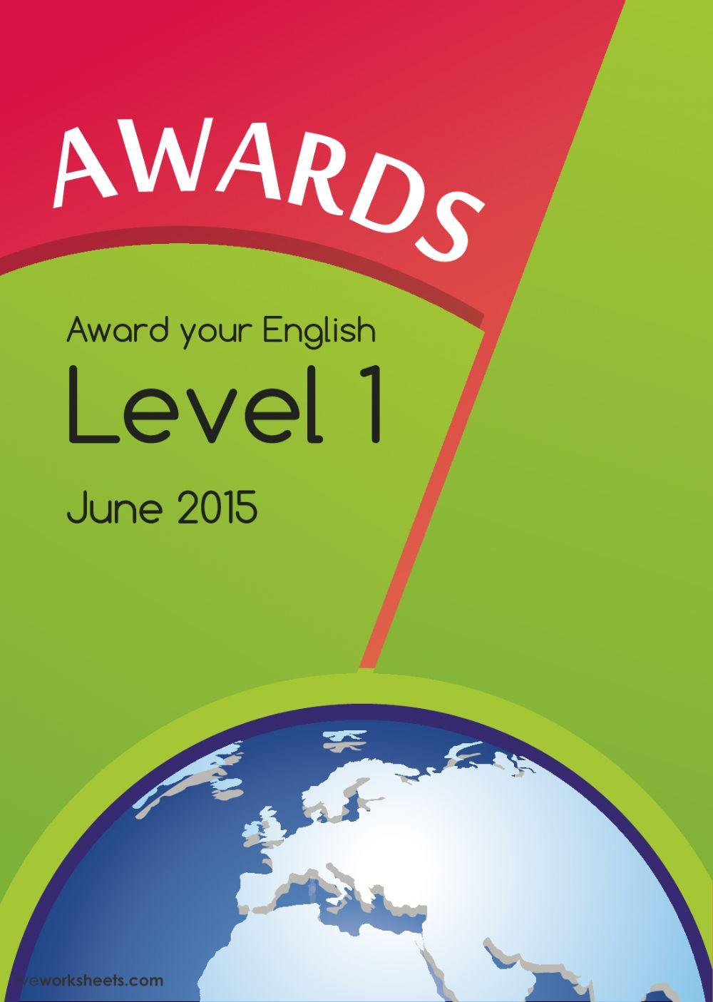 Awards Level 1 - June 2015 worksheet | Live Worksheets