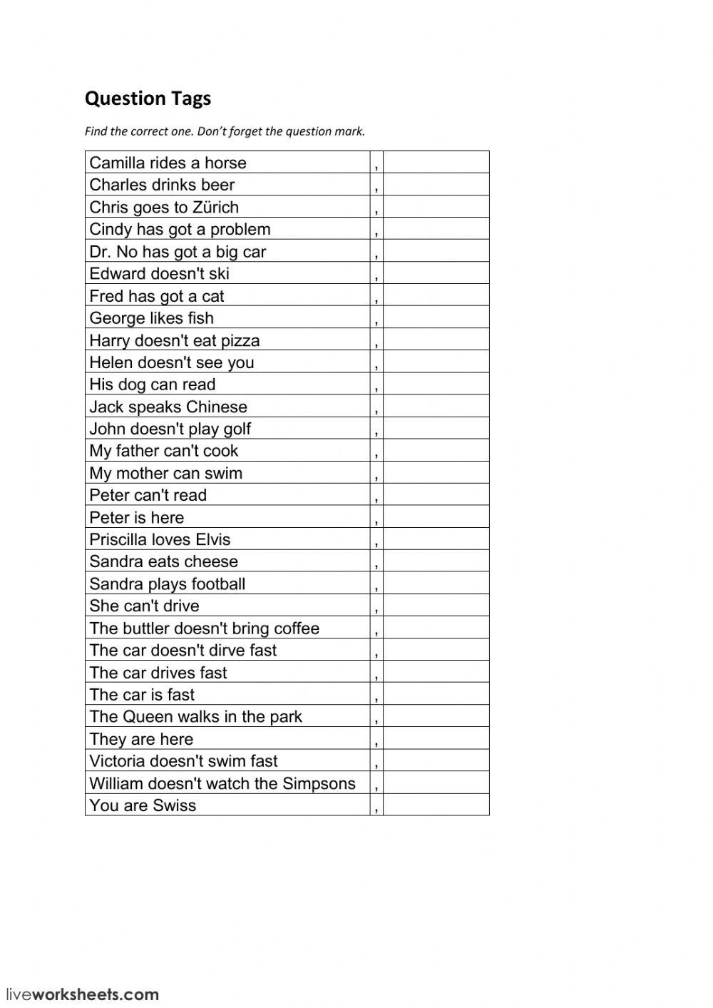 25 Questions Tag List 25 Questions Tag List