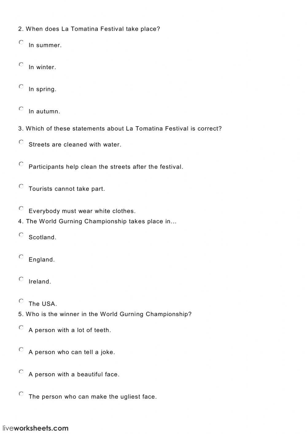 Invalsi reading comprehension online exercise for | Live Worksheets