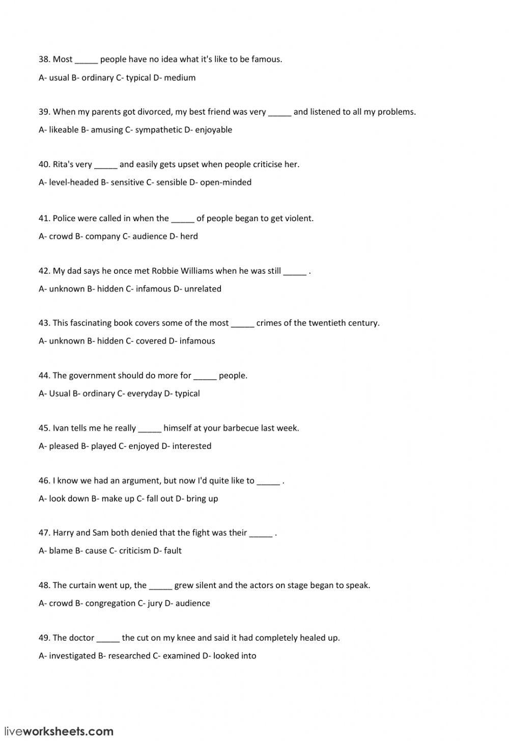 Vocabulary 8th grade online exercise for | Live Worksheets