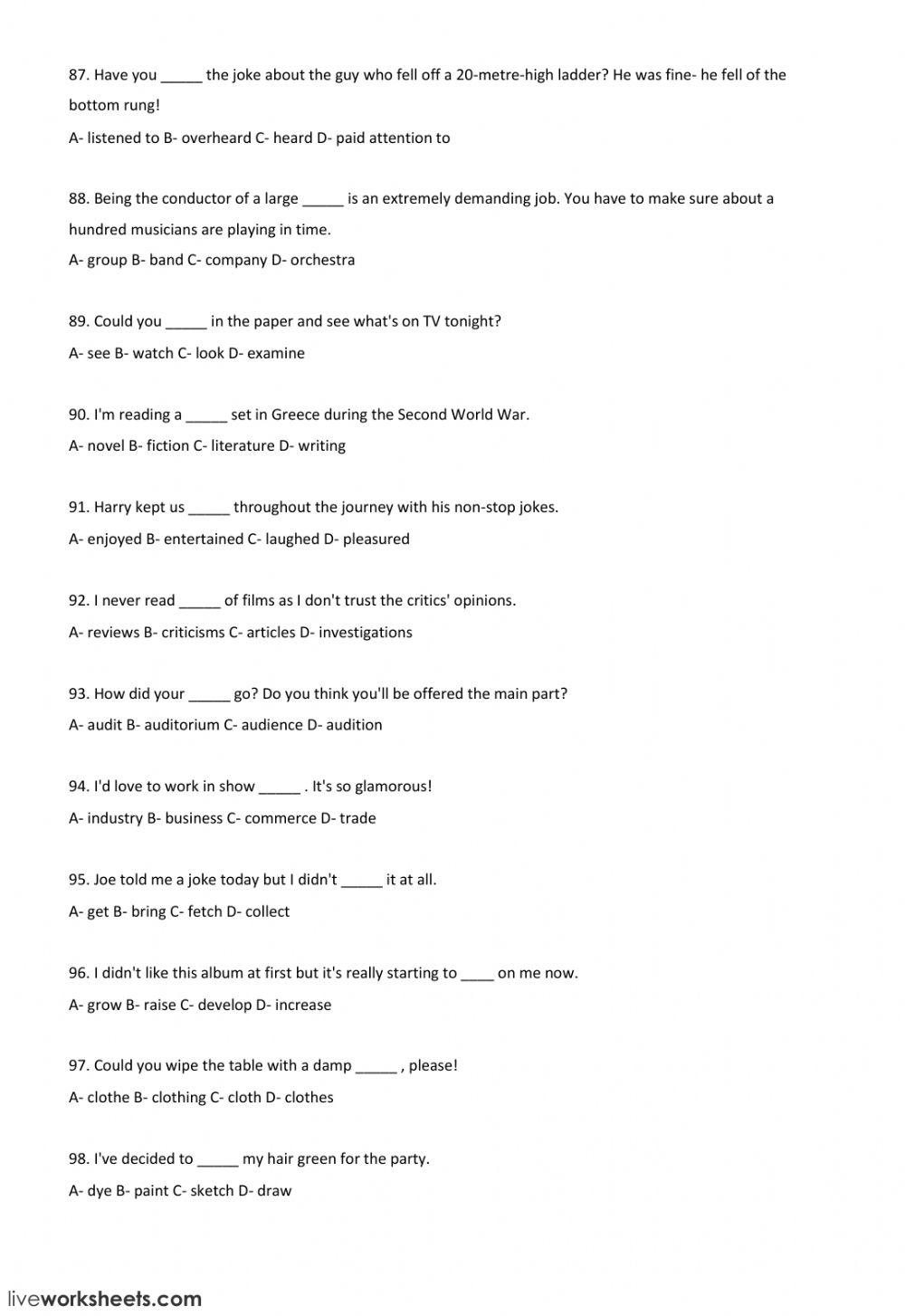 Vocabulary 8th grade online exercise for | Live Worksheets