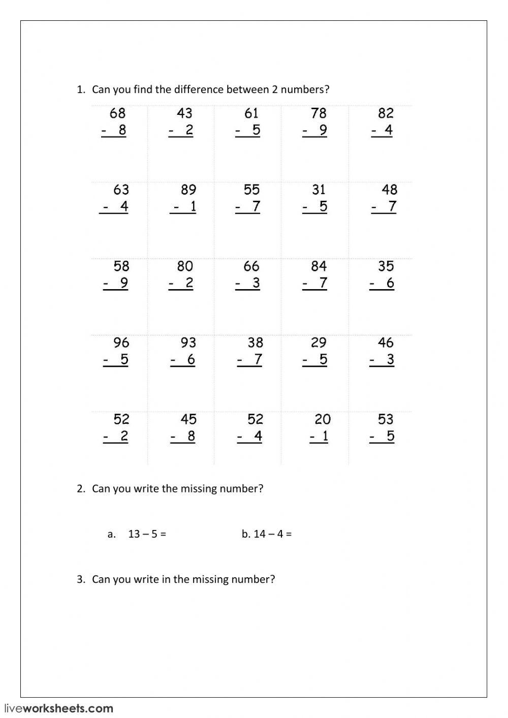 Math Revision 1 worksheet | Live Worksheets