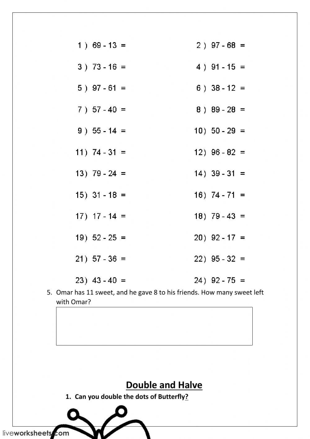 Math Revision 1 worksheet | Live Worksheets