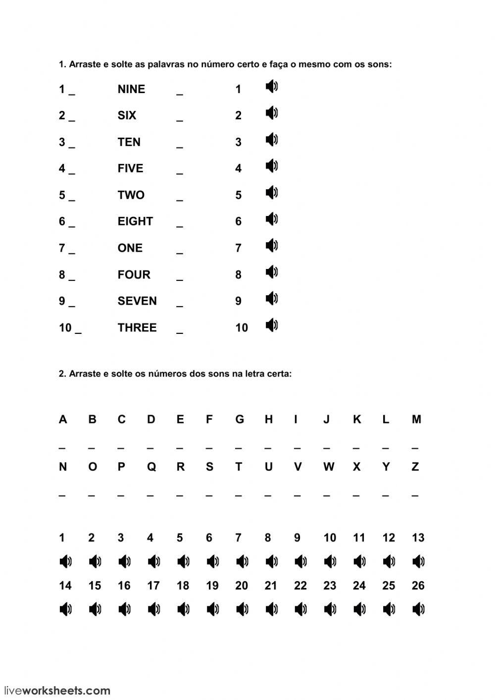 Numbers 1-10, Alfabeto em PT 47716 | SebParacuru