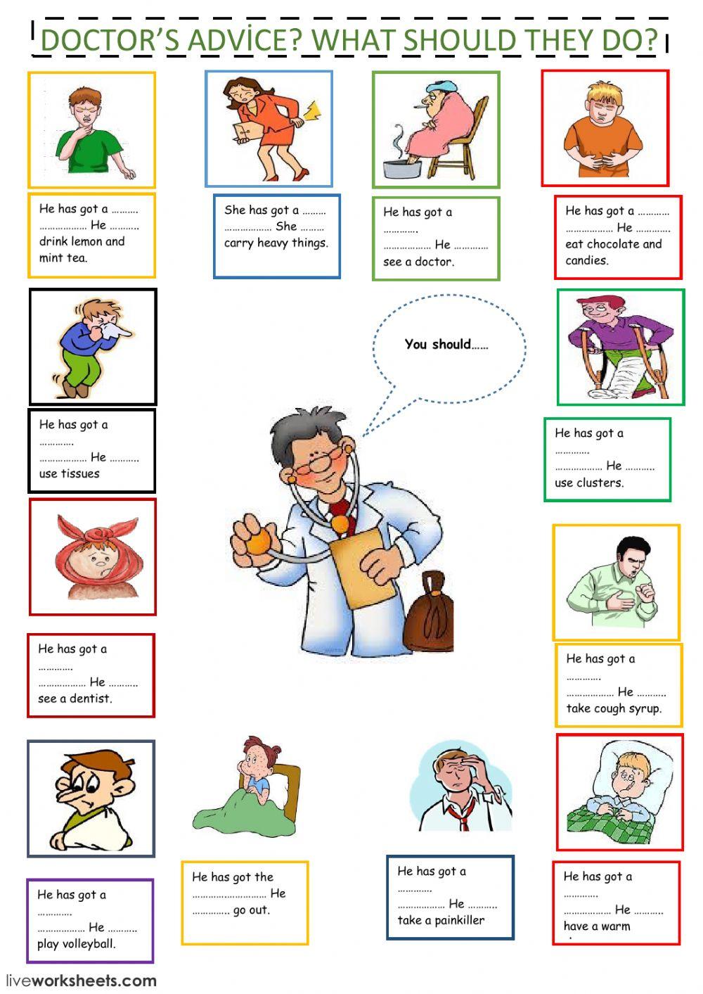 DOCTOR'S ADVICE? WHAT SHOULD THEY DO? worksheet | Live Worksheets