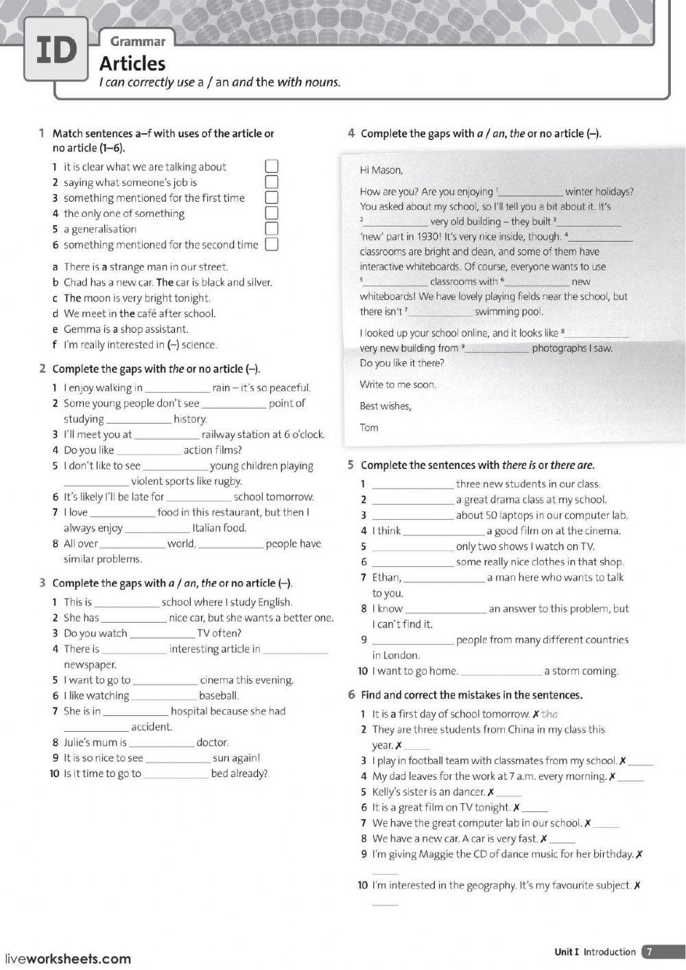 a, an, the worksheet | Live Worksheets