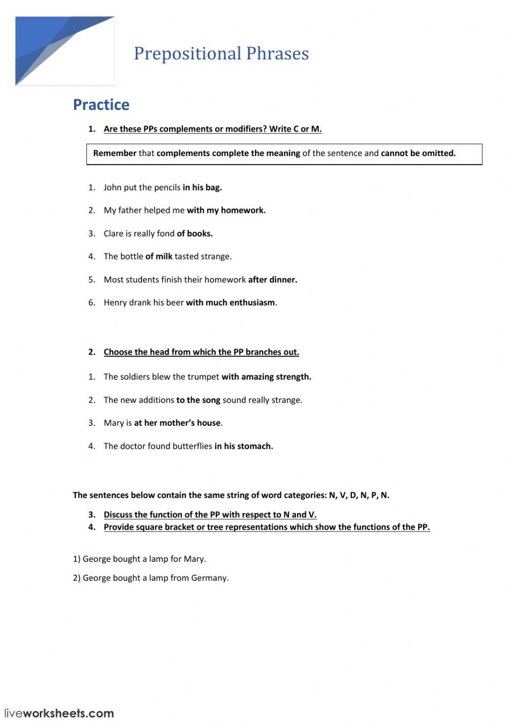 Prepositional P… | Free Interactive Worksheets | 48301