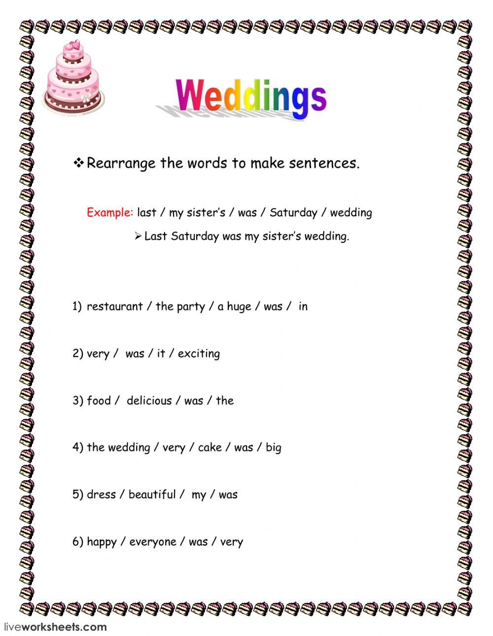 Florist Worksheet Wedding