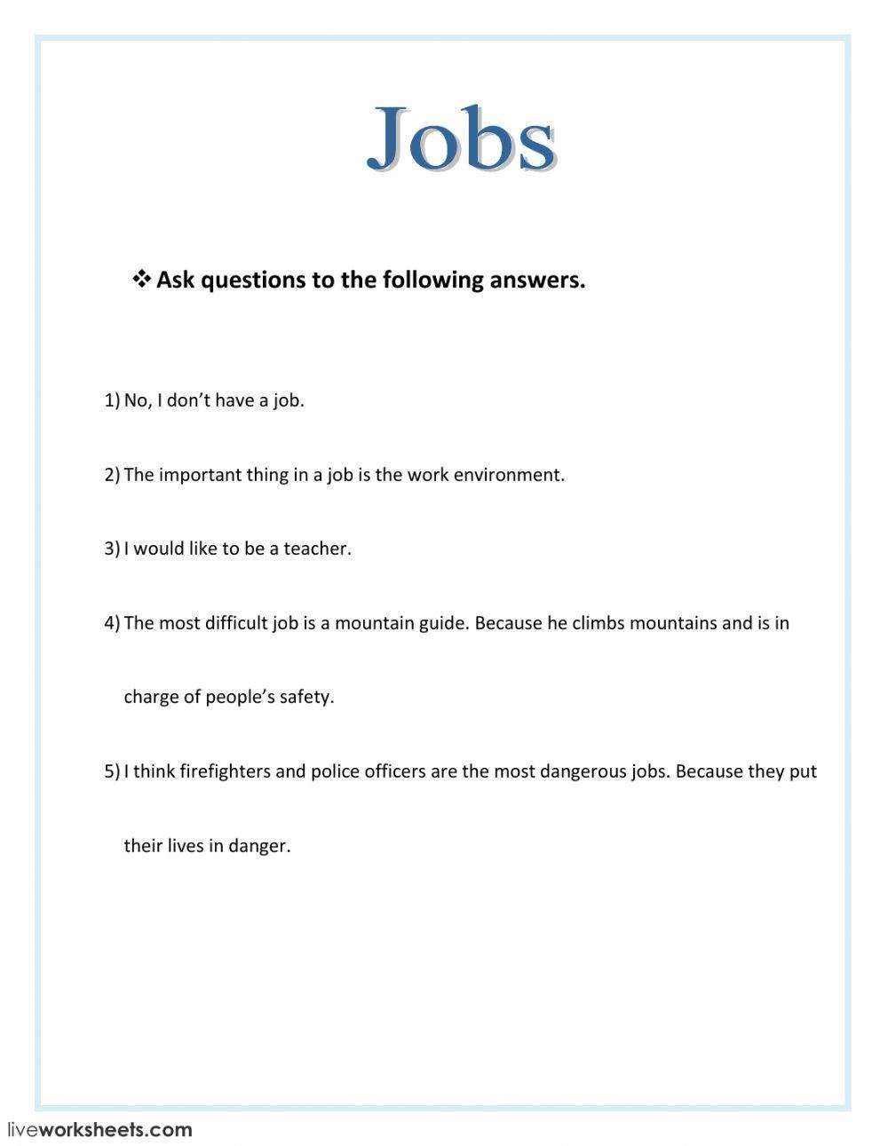 Jobs online worksheet | Live Worksheets