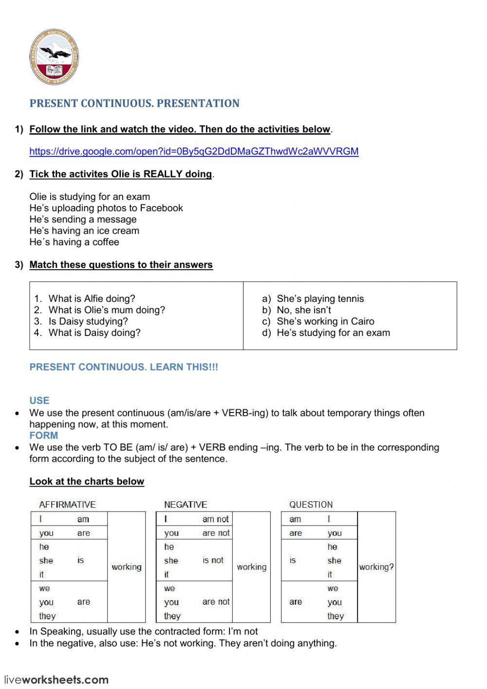 48559 | present continuous | Fermartin | LiveWorksheets