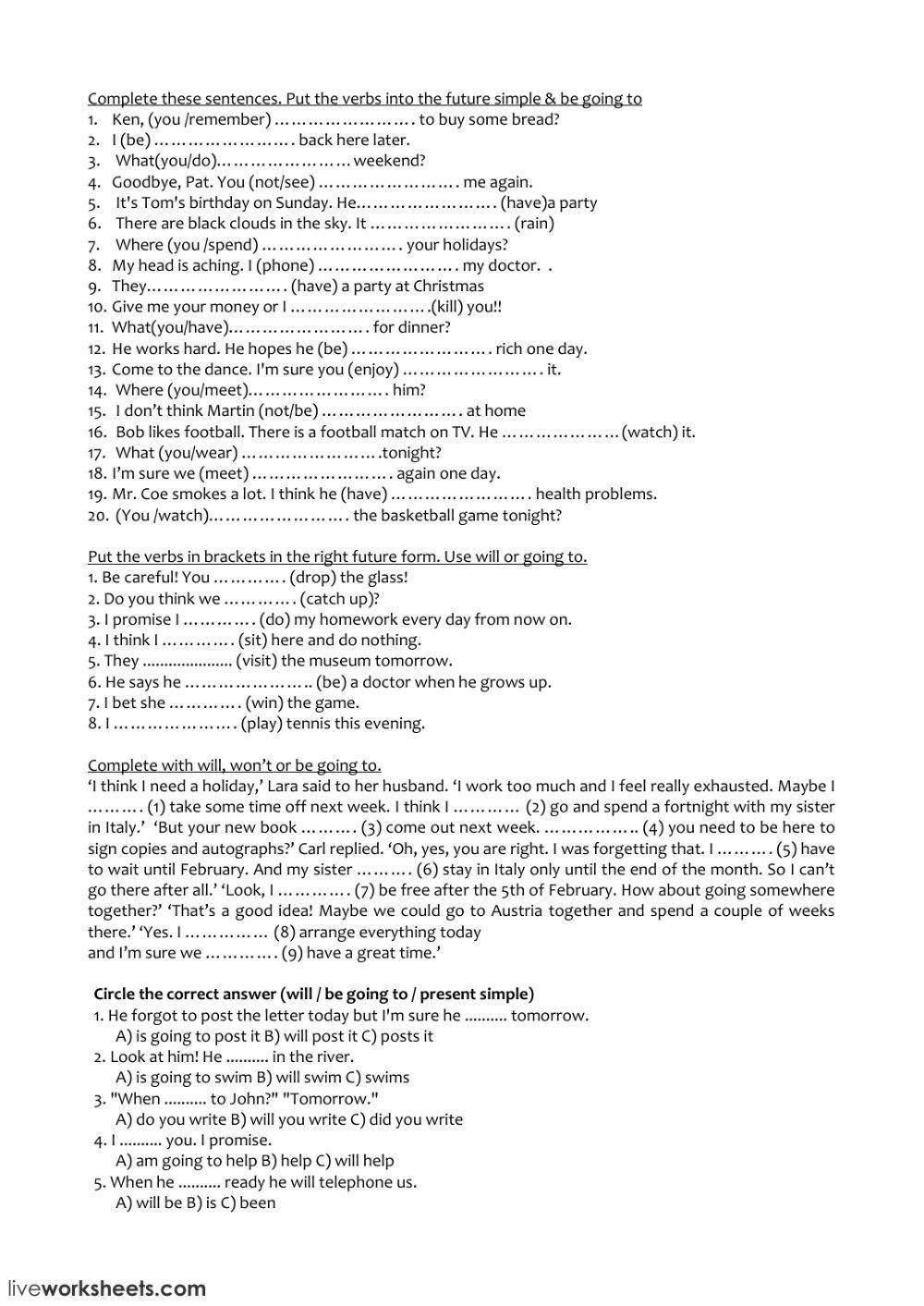 48339 | future vs going to vs present simple | Catherine