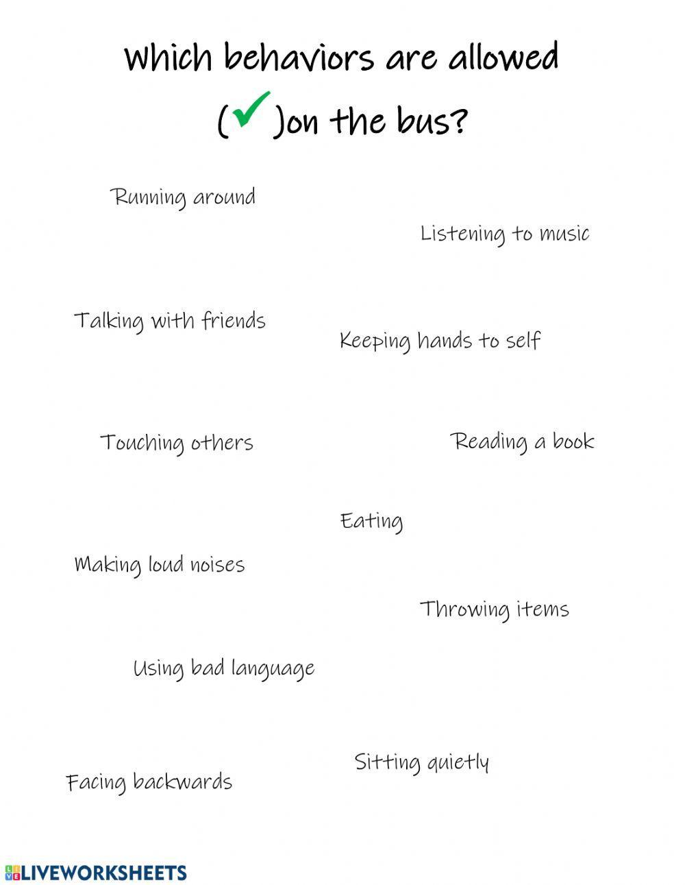 54326 | Bus Expectations | Megan | LiveWorksheets