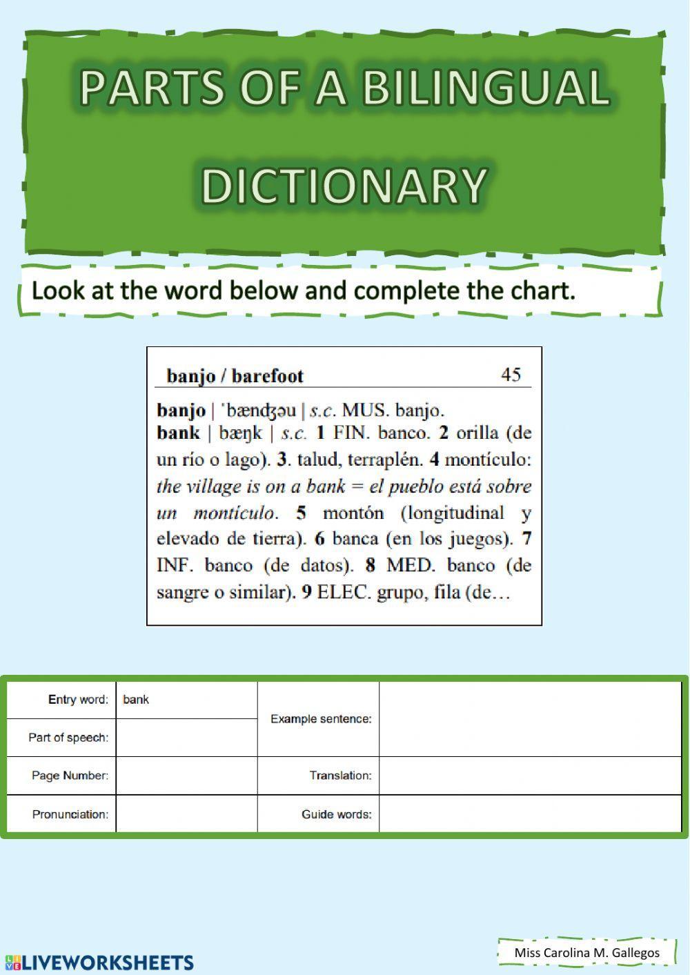 Parts of a bili… | Free Interactive Worksheets | 54908