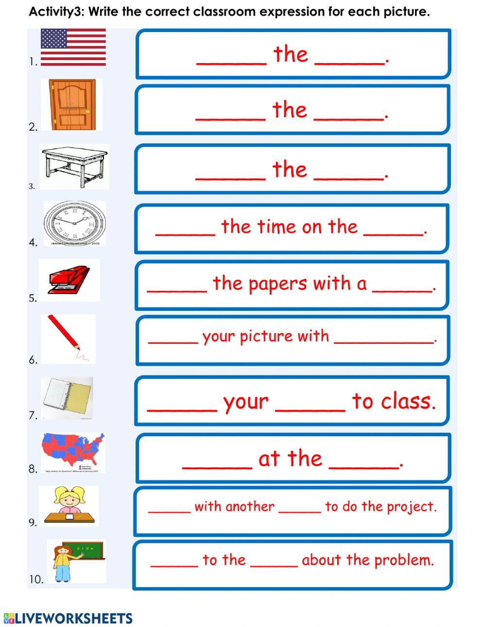 Writing Activity: Classroom Language 55302