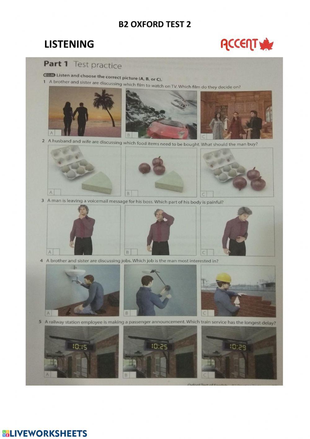 5398326 | OTE B2 Listening test 2 | Accent
